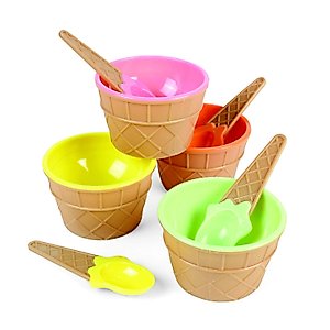 Ice Cream Float Dishes with spoons - Set of 4