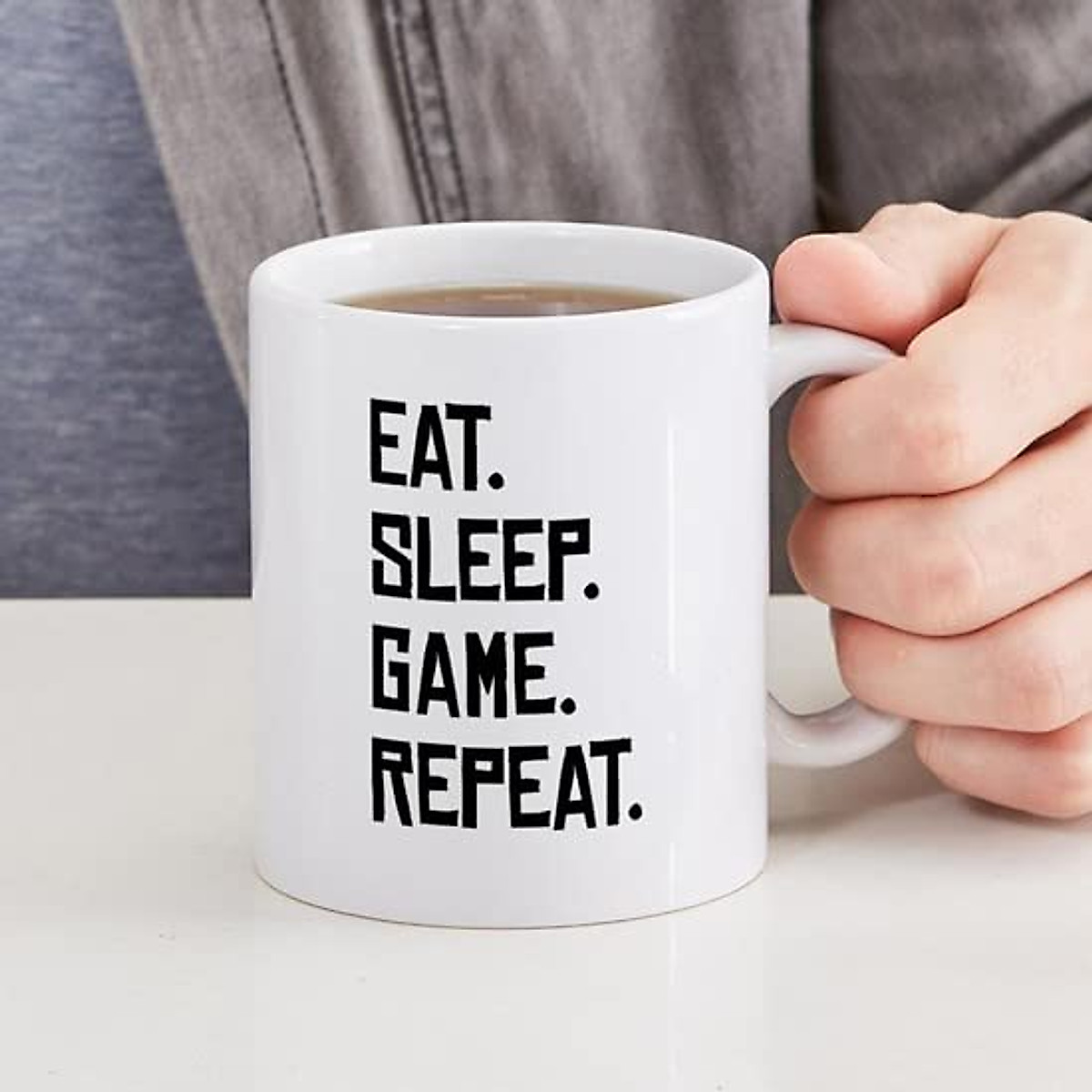CafePress Eat Sleep Game Repeat Mugs Ceramic Coffee Mug, Tea Cup 11 oz