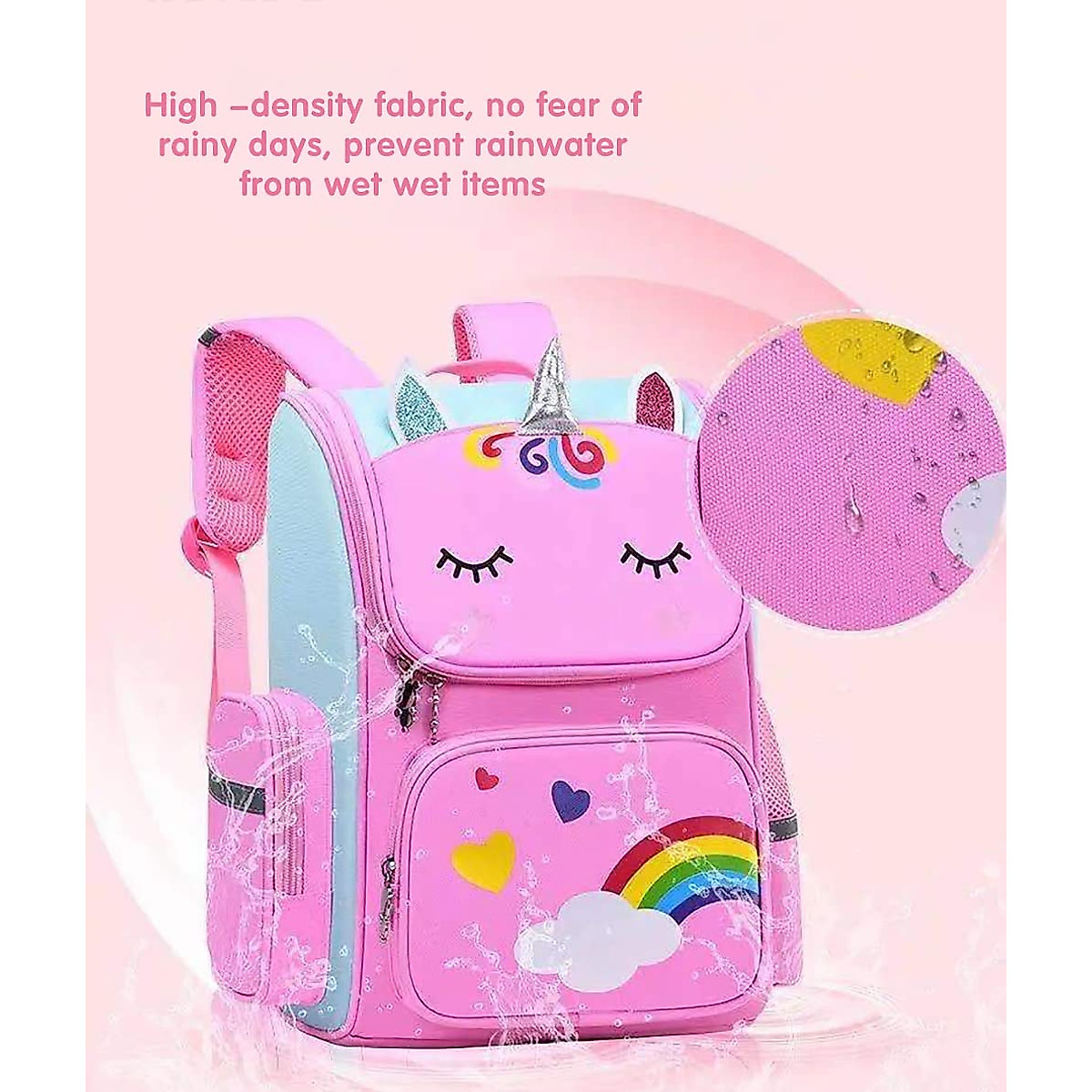 School Backpack for Girls Large Capacity Waterproof Light Weight Schoolbag Bookbag for Kids Primary School Student (Magic Horse Pink)