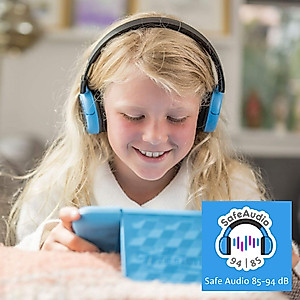 Made for Amazon, Volume Limiting Bluetooth BuddyPhones, PopTime in Blue. Ages (8-15)