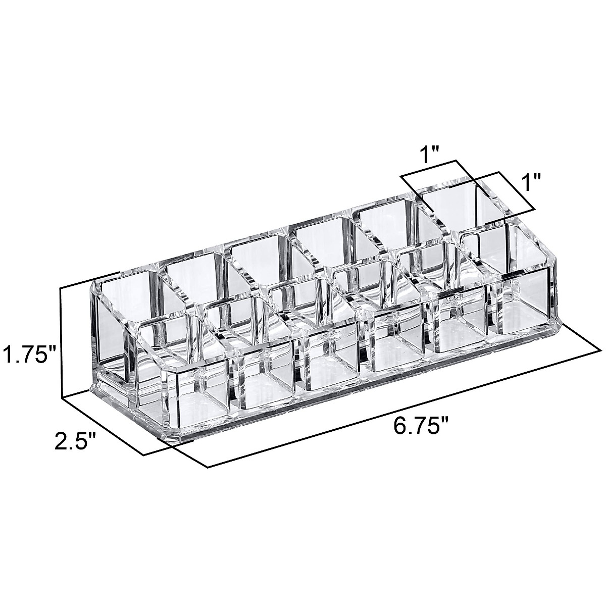 Amazing Abby - Glamour - 2-Pack 12-Slot Acrylic Lipstick Organizer, Lipstick Holder, Lip Gloss Holder, Cosmetic Storage Display, Perfect Storage Solution for Drawer and Vanity (Slot Size: 0.9" x 0.9")