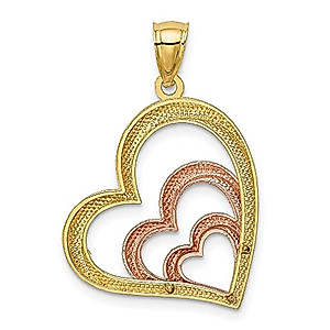 IceCarats 14K Two Tone Gold White 3 Heart Necklace Love Pendant Charm 32mm x 20mm Only