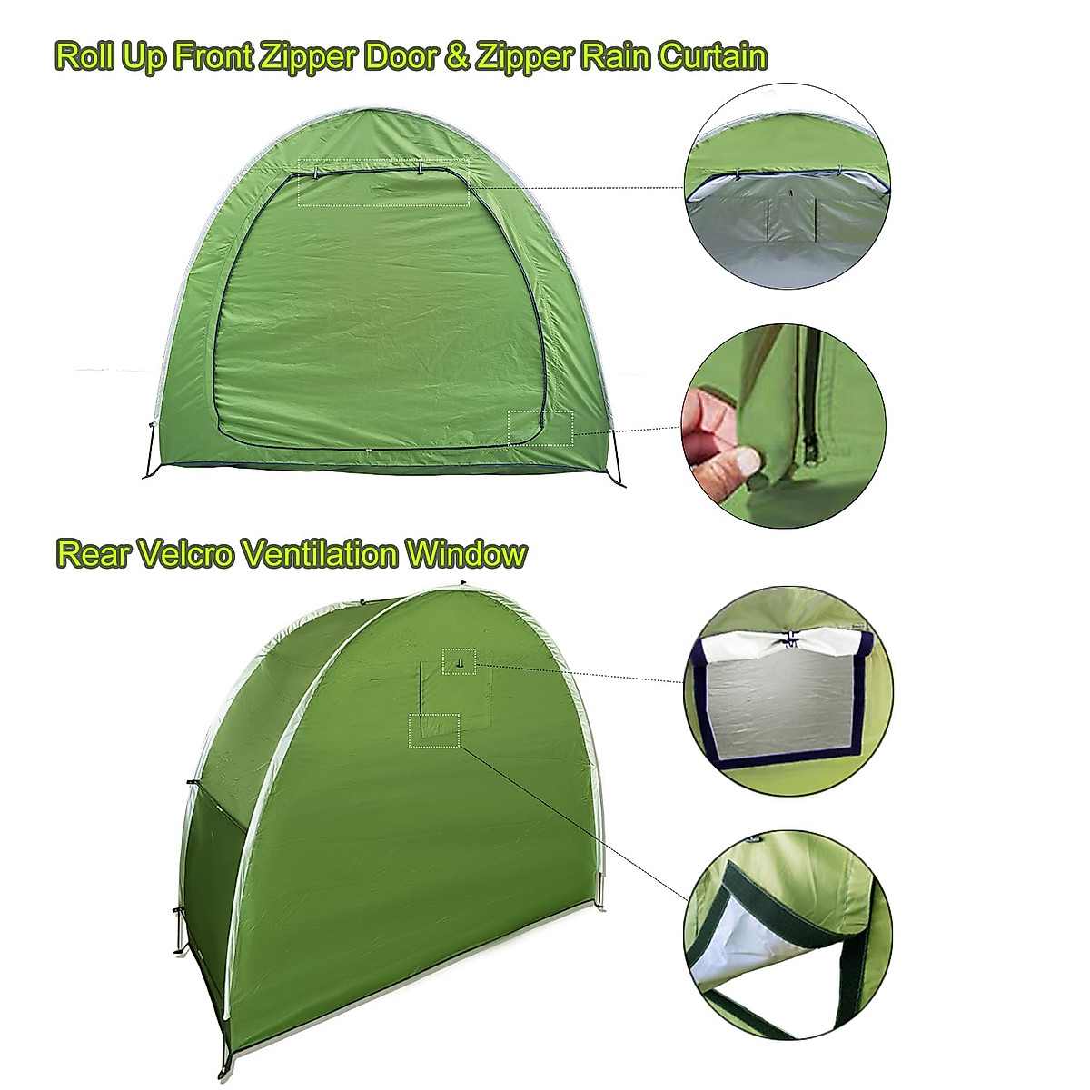 HuaKastro Outdoor Bike Cover Bicycle Tent for 2 Bikes, Waterproof Oxford Storage Tent, Foldable Bike Shelter for Camping