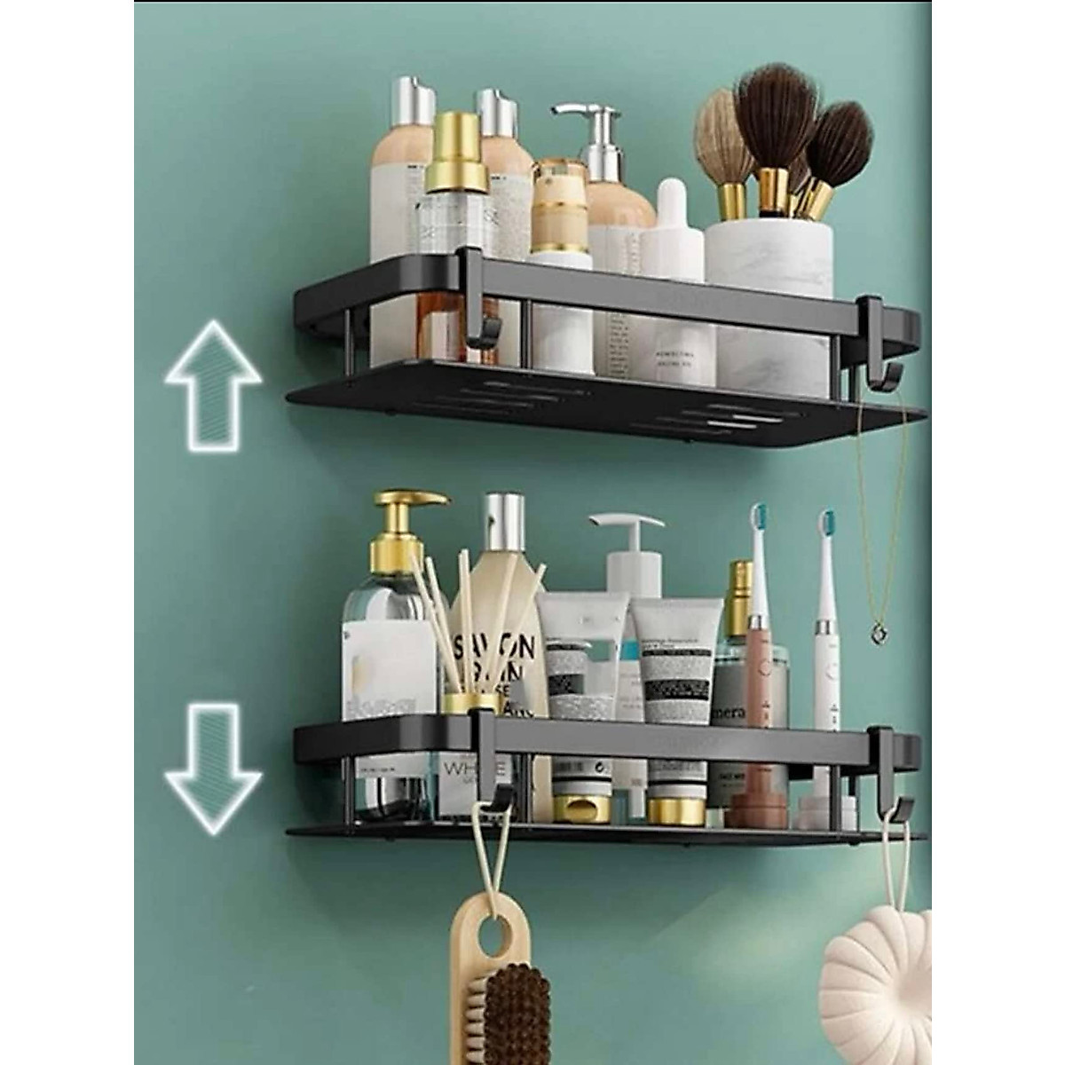 1pc Wall Mounted Punch-free Bathroom Storage Rack,Shower Caddy Shelf, Bathroom Shower Rack, Stainless Steel Suction Cup Toilet Rack, Toilet Organizer Rack