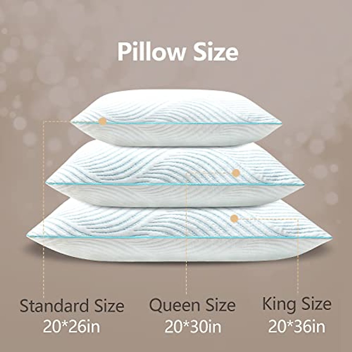 Smilereve Pillows Queen Size Set of 2 Cooling Memory Foam Pillows for Sleeping Adjustable Firm Pillow for Back and Side Sleeper