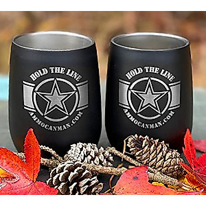 (1) 30 Cal Grade 1 Military Ammo Can (Used) - (2) Laser Engraved, “Hold The Line” Insulated Wine Tumblers - (1) Laser Engraved, Corkscrew/Multi-Tool