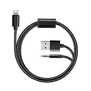 [Apple MFi Certified] Charging Audio Cable for iPhone,2 in 1 Lightning to 3.5mm Nylon Braided Aux Cord Works with Car Stereo Speaker Headphone Car Charger Compatible with iPhone13/ 12/11/XS/XR/8/7/SE