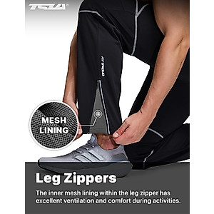 TSLA Men's Thermal Windproof Cycling Pants, Fleece Lined Outdoor Bike Pants, Winter Cold Weather Running Pants, Cycling Windproof Pants Black & Lime, Large