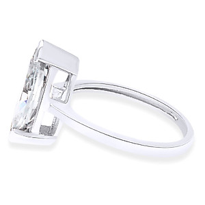 Jewel Zone US 4 1/2 Carat Marquise Cut White Cubic Zirconia Solitaire Engagement Ring In 14k White Gold Plated 925 Sterling Silver (4.50 Cttw) Ring Size - 5
