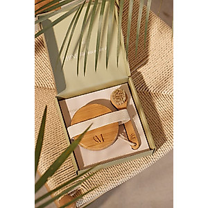 CSM Dry Brushing Body Brush Set- Natural Bristle Body Brush, Exfoliating Face Brush for Soft Skin: Kit contains 1 Dry Brush for Face + 1 Body Brush for Lymphatic Drainage, Cellulite, and Circulation