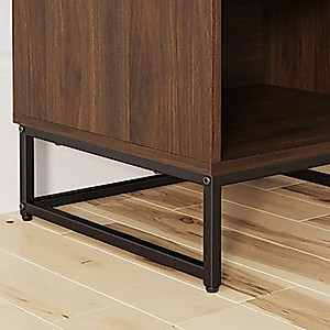 Nathan James Kensi Nightstand Side Accent or End Table with Storage, Walnut/Black