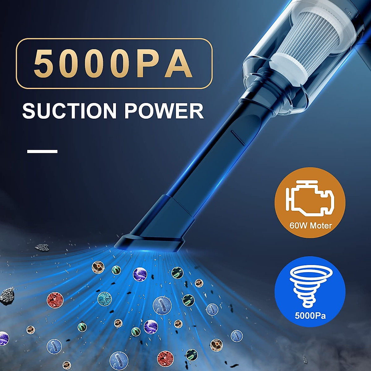 COLORCORAL Computer Vacuum 4000mAh Rechargeable 5000Pa High Power Handheld Vacuum Cleaner for Keyboard Cleaning and Computer Dusting Auto Interior Detailing Car Vacuum Cleaning Kits