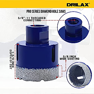 2 inch Diamond Hole Saw Heavy Duty Masonry Drill Bit for Concrete, Granite, Quartz, Porcelain, Ceramic Tile, Brick Cinder Blocks 5/8"-11 Thread Connection for Angle Grinders 2 Diamond Hole Saw