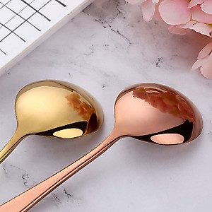 8 Piece Soup Bouillon Cereal Spoon,QOBIMOON Stainless Steel Soup Spoons,6.2 Inch Round Bouillon Spoons,Mixed Colors