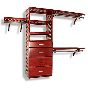 John Louis Home 16in. Deep Deluxe Organizer - 4 Drawers (6 & 10in Deep)-Red Mahogany Finish