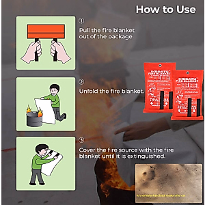 DIBBATU Fire Blanket, 4 Pack-red, Fiberglass, Emergency Blanket for Home, Kitchen, Grill, BBQ, Fireplace