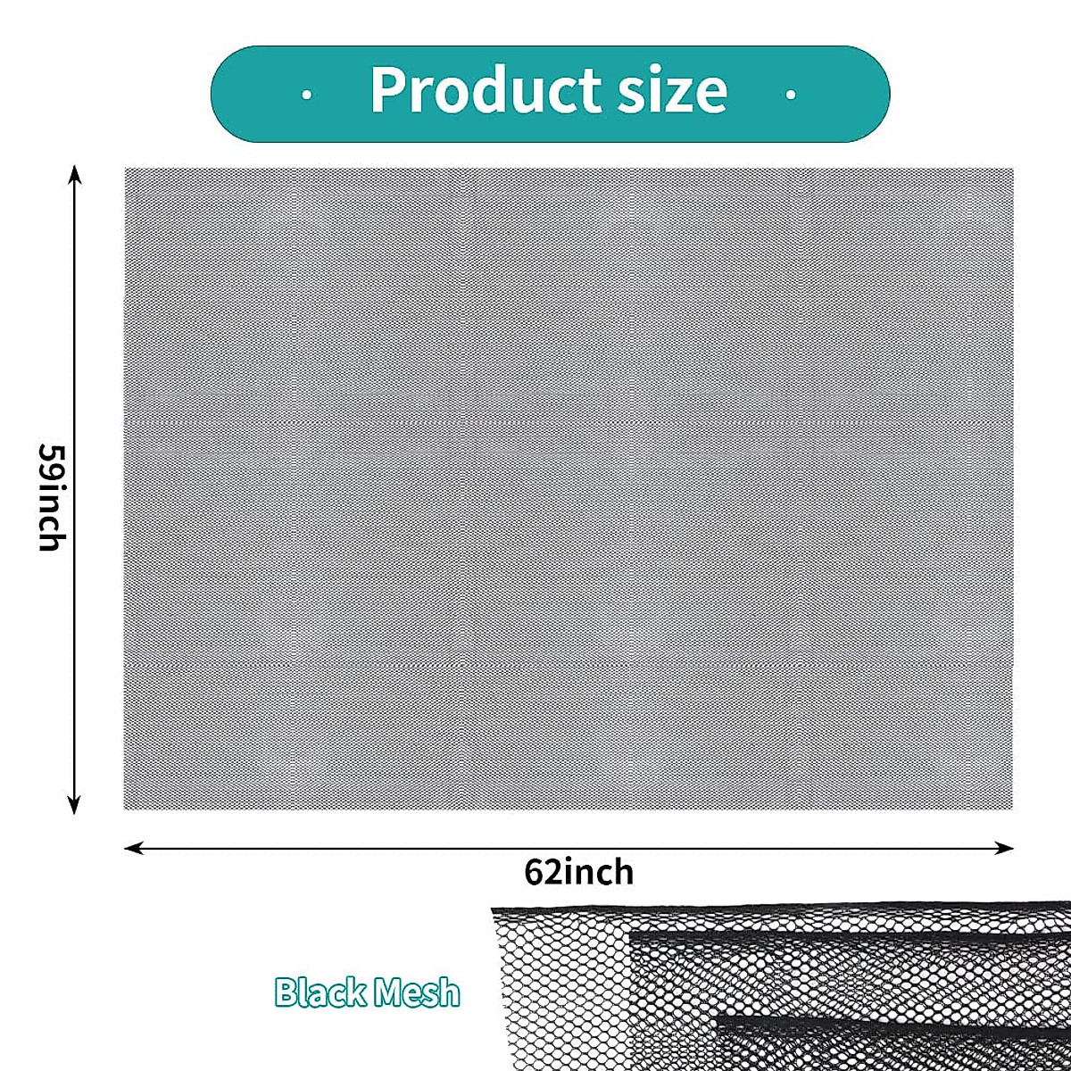 FSWCCK Black Mesh Fabric, 62 x 59 Inch Soft Mesh Netting Slightly Stretchy for Shopping Bag, Backpack Pocket and Straps and Netting Clothes