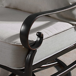 Oakland Living Aluminum Outdoor Swivel Club Finish with Thick Grey Polyester Cushions (Set of 2) Deep Seating Rocking Chairs, Antique Copper (AZRICA-2CHAIR-AC)