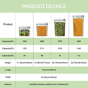 Yukaione Airtight Food Storage Containers Set (4-Pack) – One-Button Pop-Up Lids, BPA-Free, Stackable Dry Food Containers for Pantry, Flour, Sugar, Cereal, Coffee & Snacks – Dishwasher Safe