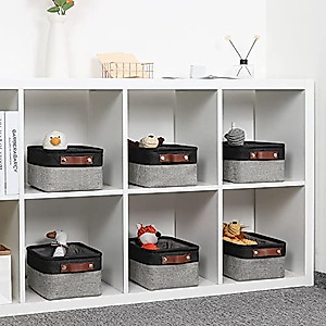 DULLEMELO Collapsible Bundle Baskets 3 Medium Baskets 15"x11"x9.5" + 6 Small Baskets 11.8"x7.9"x5.1"（Black&Gray)