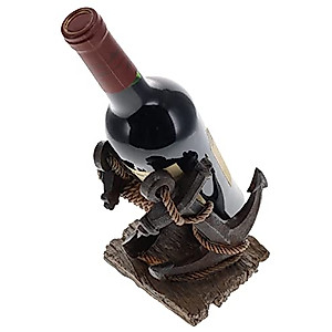 Rustic Rope Wrapped Boat Anchor Wine Bottle Display Holder / Rack - Nautical Ocean Beach Coastal Decor