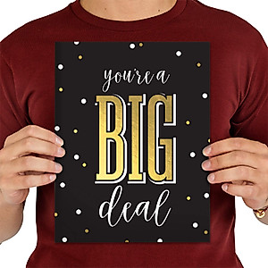 You're A Big Deal Greeting Card / 8.5" x 11" Large Funny Congrats Greeting Card/Jumbo Black Faux Gold Humor Congratulations Graduation Retirement Anniversary Good Luck Card