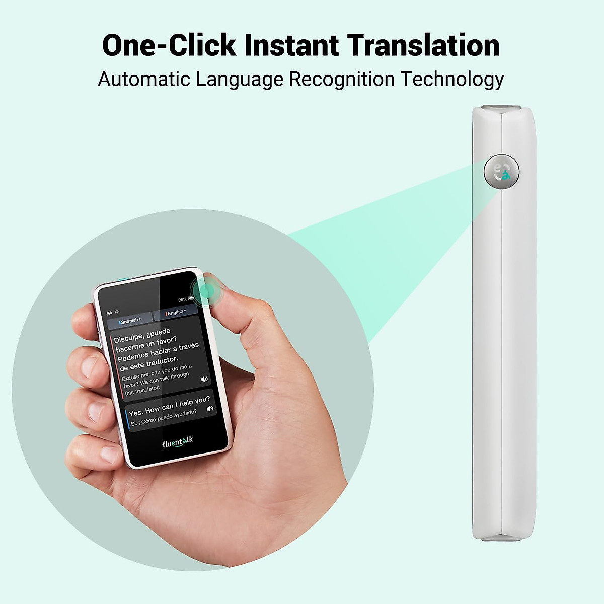 Timekettle T1 Mini Translator Device No WiFi Needed, Built in 1-Year Global Mobile Data, Supports 40 Languages and Photo Translation, Instant Language Translator for Travelling White