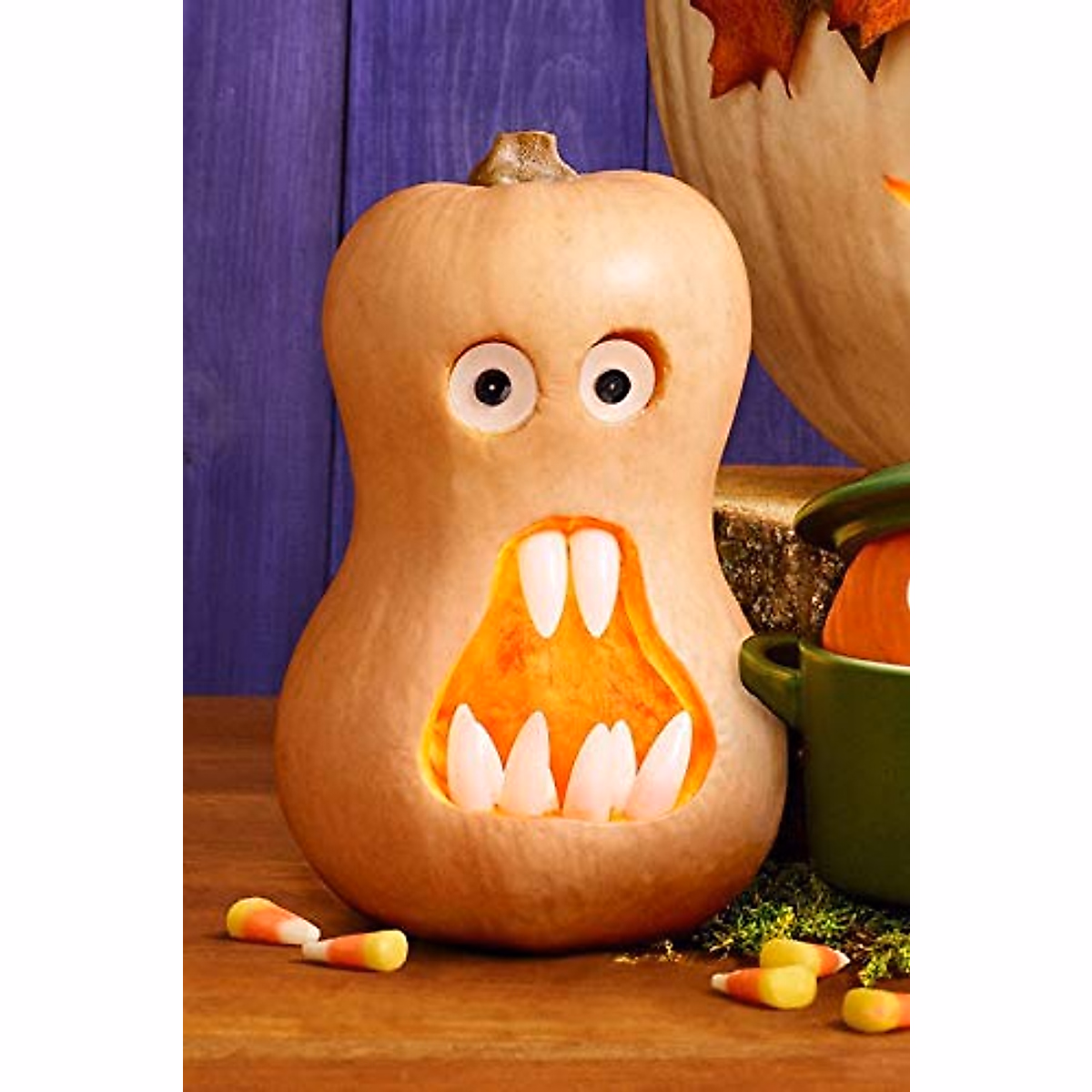 Halloween Pumpkin Carving Kit - Pumpkin Teeth for your Jack O' Lantern (White - 18 Fang, 18 Shark, 18 Buck)