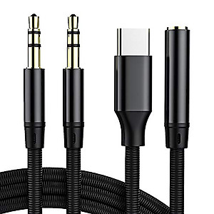 C-to 3.5mm Audio Jack Adapter, Type-c AUX Jack Cable USB-C Male to 3.5mm Female Headphone Converter with high Resolution/DAC, Audio Cable for 2 / 2XL / 3 / 3XL, Samsung, ipad pro 2 Pieces (Black)