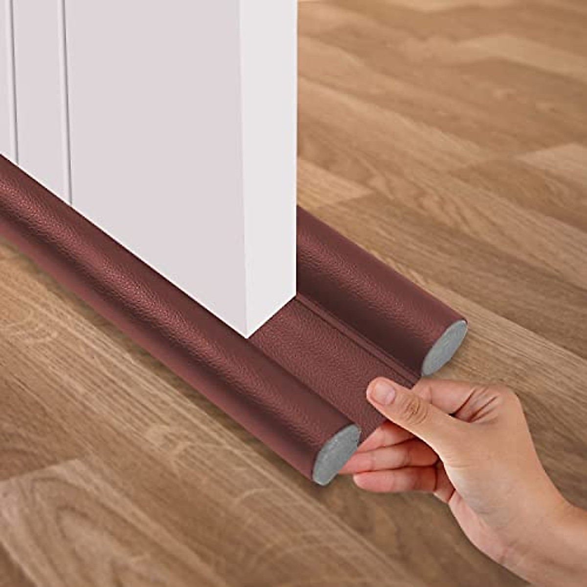 AOKON Door Draft Stopper 36 Inch Under Door Draft Noise Blocker Black Gap Stoppers Entry Door Draft Guard for Bottom of Doors Adjustable Twin Door Draft - Brown