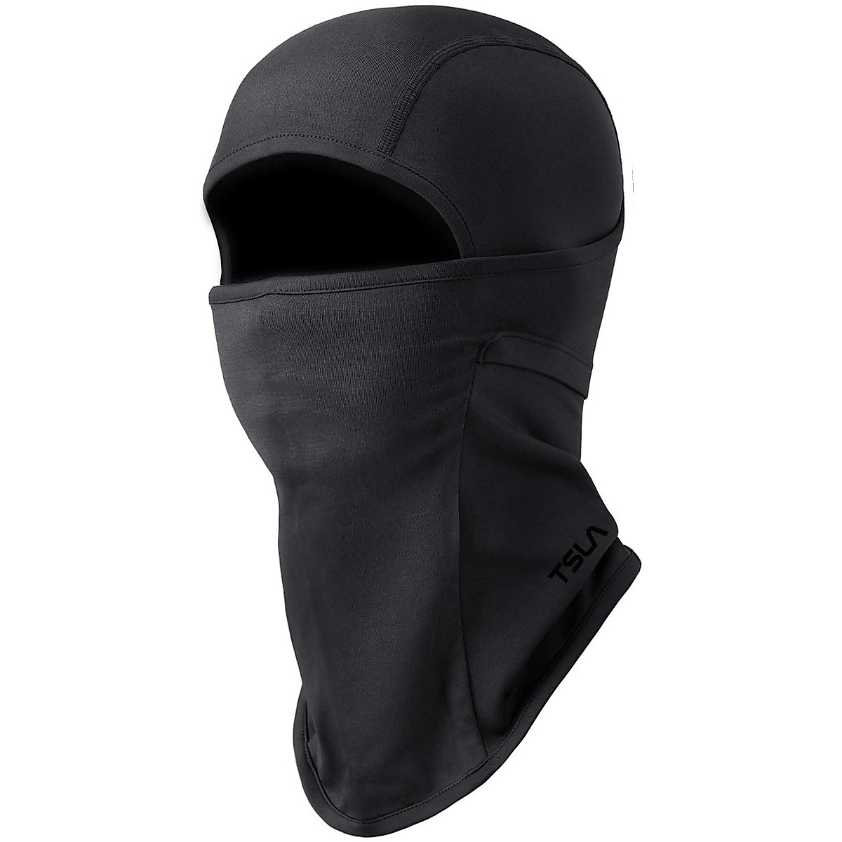 TSLA Thermal Winter Balaclava Face Mask, UV Protection Fleece Lined Ski Mask, Lightweight Windproof Neck Gaiter, Thermal Fleece Balaclava Jet Black, Large