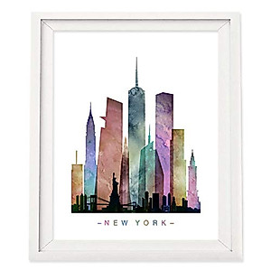 New York Skyline, New York Wall Art, New York Art Print, Watercolor Cityscape Print, Building Wall Decor, 8x10 Inch Unframed (8x10 inches Print Unframed, New York)