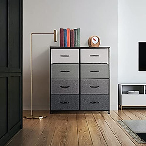 LLappuil 8 Drawer Dresser for Bedroom, Fabric Dresser Chests of Drawers Tower, Tall Dresser Drawers for Clothes Storage Organizers, Closet Dresser Drawers for Nursery, Living Room, Hallway, Grey