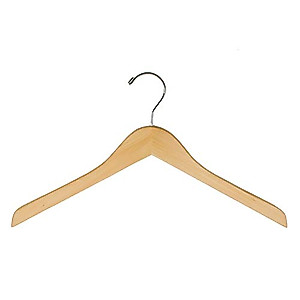 NAHANCO 8117CHNONOTCH20 17" Flat Wood Hanger, Chrome Hook, Natural (Pack of 20)