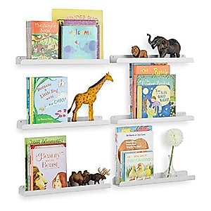 Wallniture Sedona Floating Shelves for Wall Decor, White Kids Bookshelf, Wall Shelves for Picture Frames, Nursery Book Shelves, White Storage Shelves for Wall Set of 3