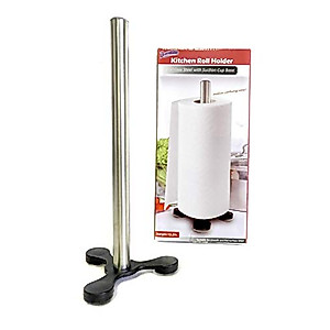 Stainless Steel Suction Cup Paper Towel Holder Kitchen Bathroom Spare Toilet Paper Holder with Nonslip Stable Super Suction Grip Base Countertop
