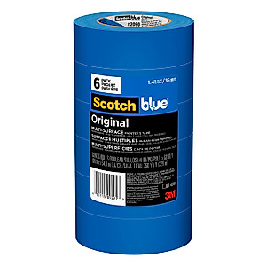 Scotch Original Multi-Surface Painter's Tape,  1.41 inches x 60 Yards (360 Yards Total), 2090, 6 Rolls, Blue, 6 Foot