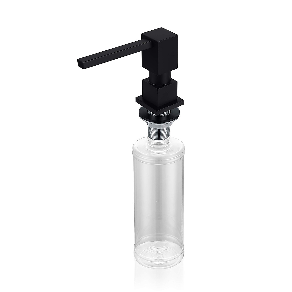 Sink Soap Dispenser for Kitchen Sink (Matte Black), All Brass Built-in and Refill from Top Design,Metal Hand Soap & Dish Soap Copper Pump