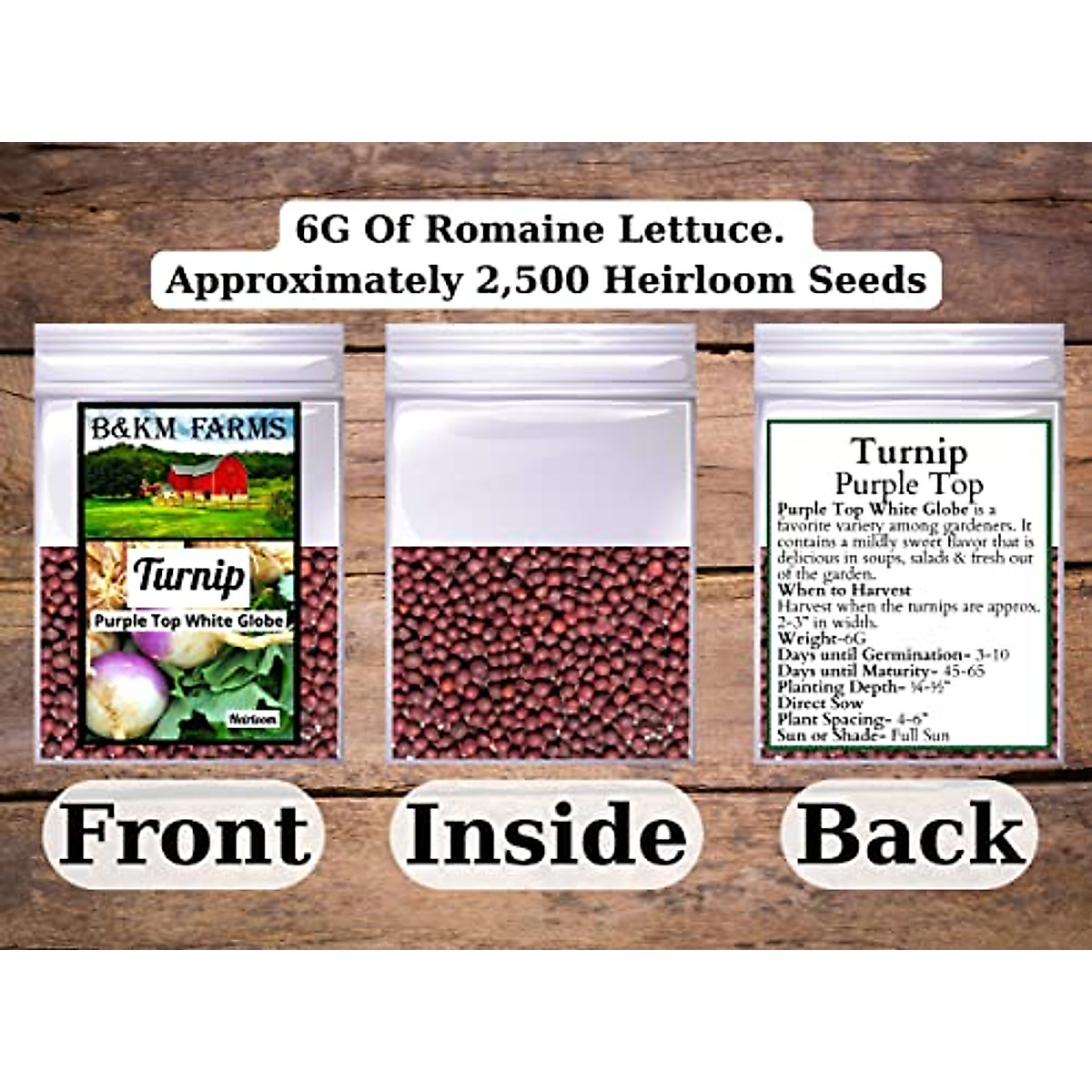 6 Grams 2500 Purple Top White Turnip Seeds for Planting Non-GMO Heirloom Vegetables Variety Seed Packet Instructions to Plant Home Vegetable Garden Great for Summer Fall & Winter Gardens B&KM Farms