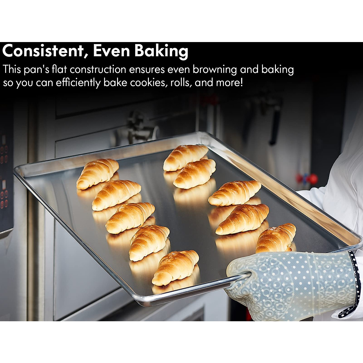 CURTA 6 Pack Aluminum Sheet Pan, NSF Listed Full Size 26 x 18 inch Commercial Bakery Cake Bun Pan, Baking Tray