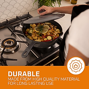 Bruntmor 2-in-1, 5 Quart Enamel Cast Iron Dutch Oven With Handle, 5 Qt Grey Cast Iron Skillet, Enamel All-in-One Cookware Braising Pan For Casserole Dish, Crock Pot Covered With Cast Iron