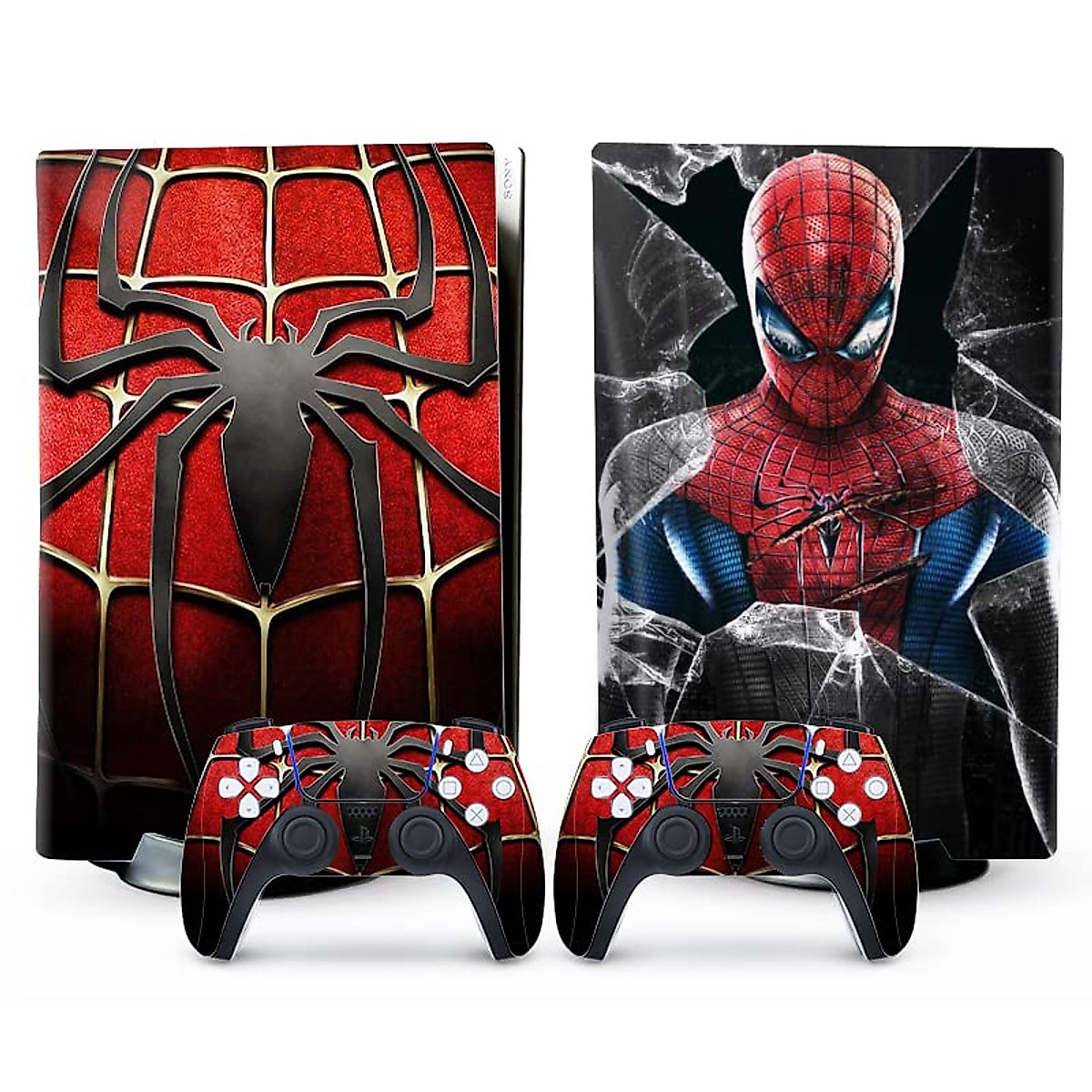Toxxos Console and Controller Skins Cover for PS5 - Full Set of Red and Black Spider Skins