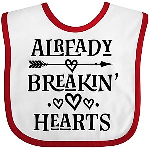 inktastic Boys Valentines Day Breaking Hearts Baby Bib White and Red 2e609