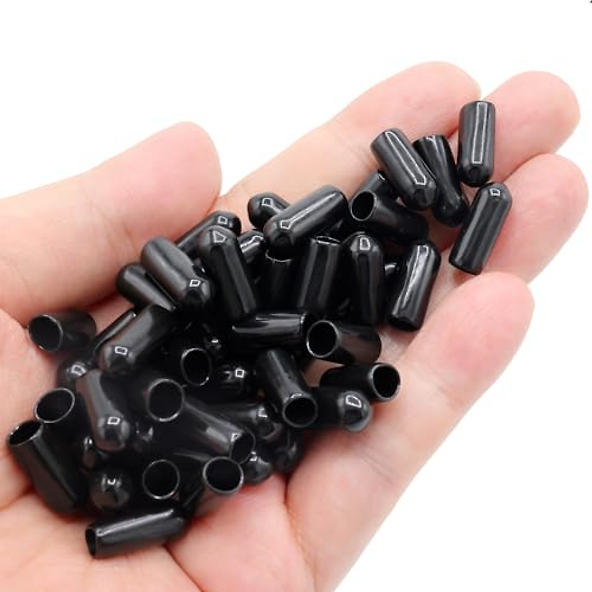 50pcs Screw Thread Protectors 1/8 inch ID Rubber Round End Cap Cover Flexible Tube Caps Tubing Tip, 15 mm Long (Black，Inner Dia 3mm)