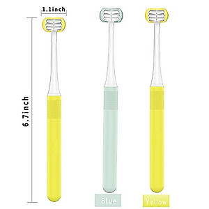 FOREVIVE 2 Pieces 3 Sided Autism Toothbrush Three Bristles for Special Needs Kids Soft Bristles Soft and Gentle Clean Each Tooth to Completely Cover The Toothbrush