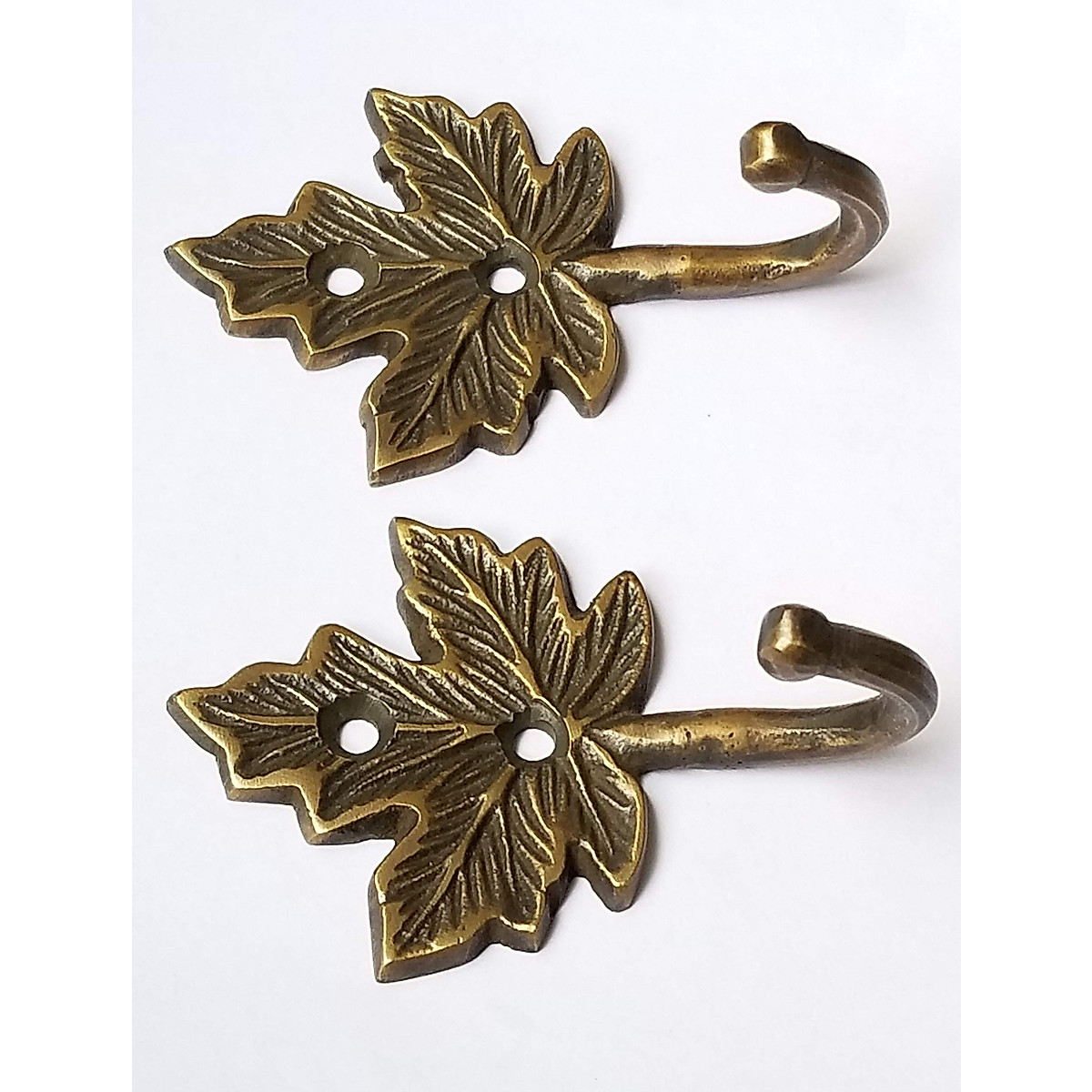 2 Maple Leaf Coat Hat Towel Hooks Rustic, Cabin, Country Hooks 3" Long #C18