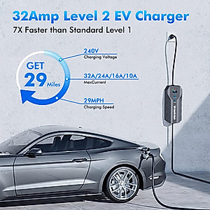 WonVon 32 Amp Level 2 EV Charger,23 Ft Portable Charger with NEMA 14-50P 240V J1772 Charging Cable, Adjustable&Smart Timing Charging in EV Charging Station.