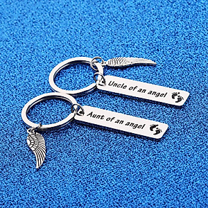 WUSUANED Child Memorial Keychain Uncle/Aunt of an Angel Sympathy Gift Loss of Child Gift (Uncle Aunt Set)