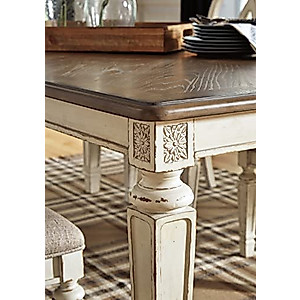 Signature Design by Ashley Realyn French Country Dining Extension Table, Seats up to 8, Chipped White