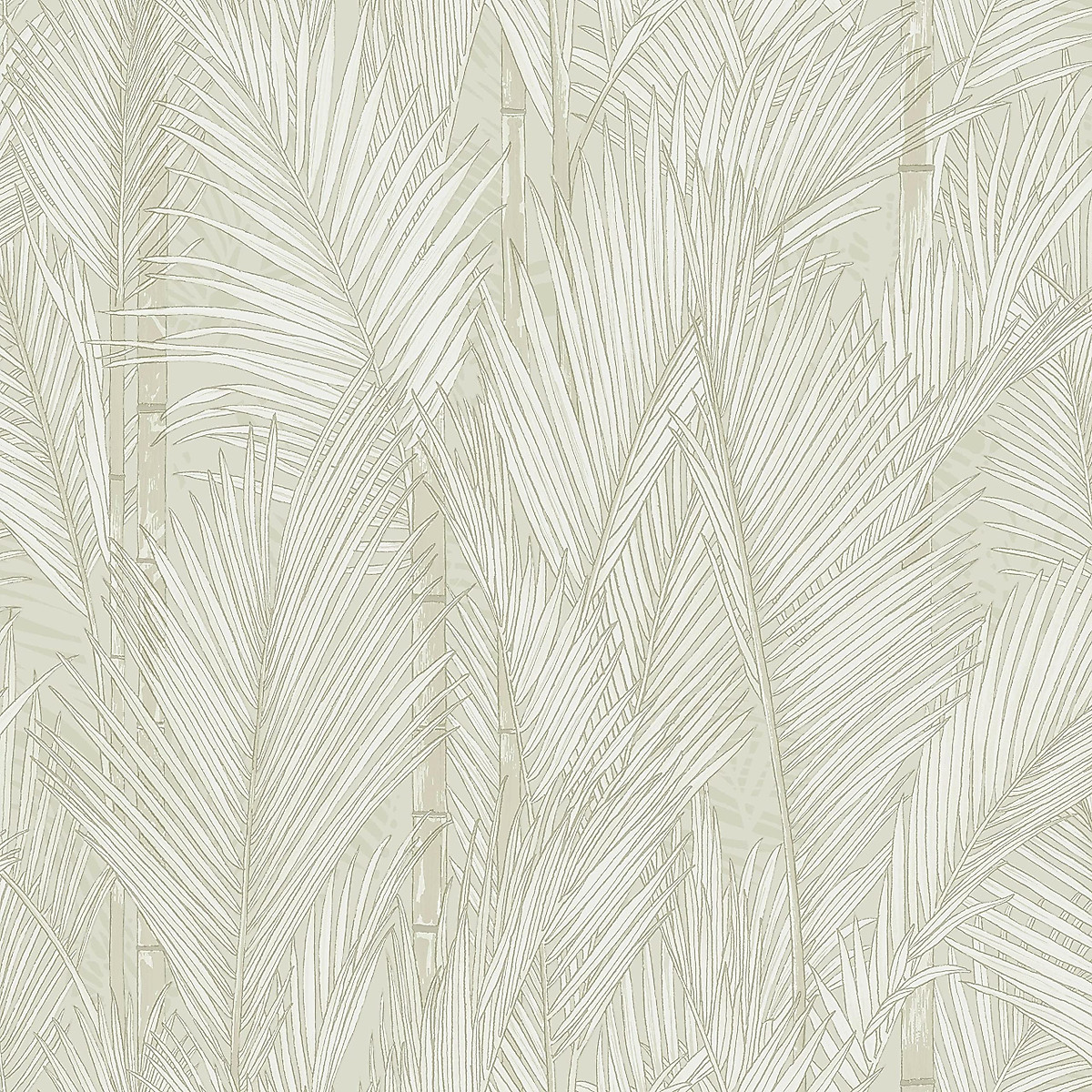 RoomMates RMK12103WP Taupe Swaying Fronds Peel and Stick Wallpaper